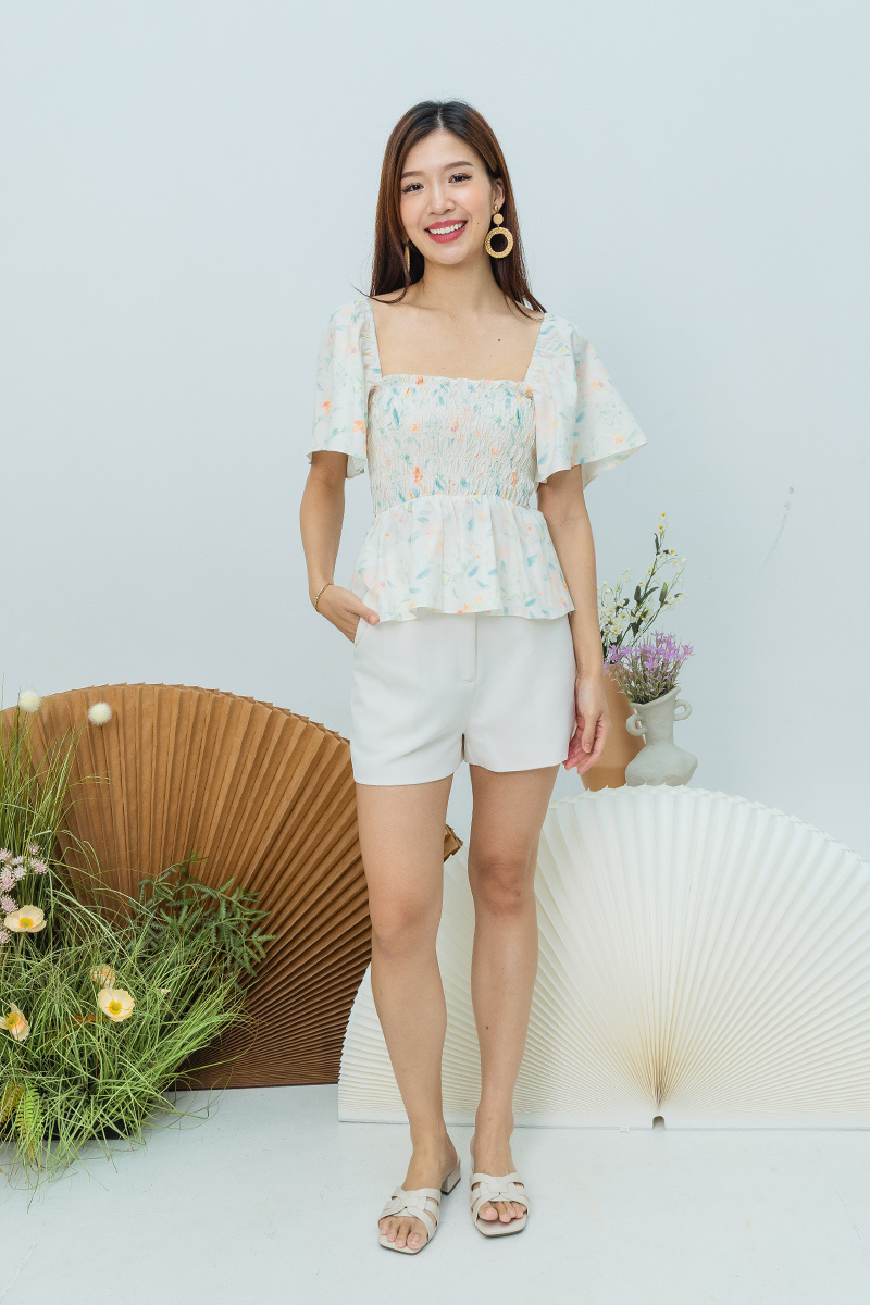 Aria Multi-Way Smocked Top in Sunset Florals | FlymetoParis