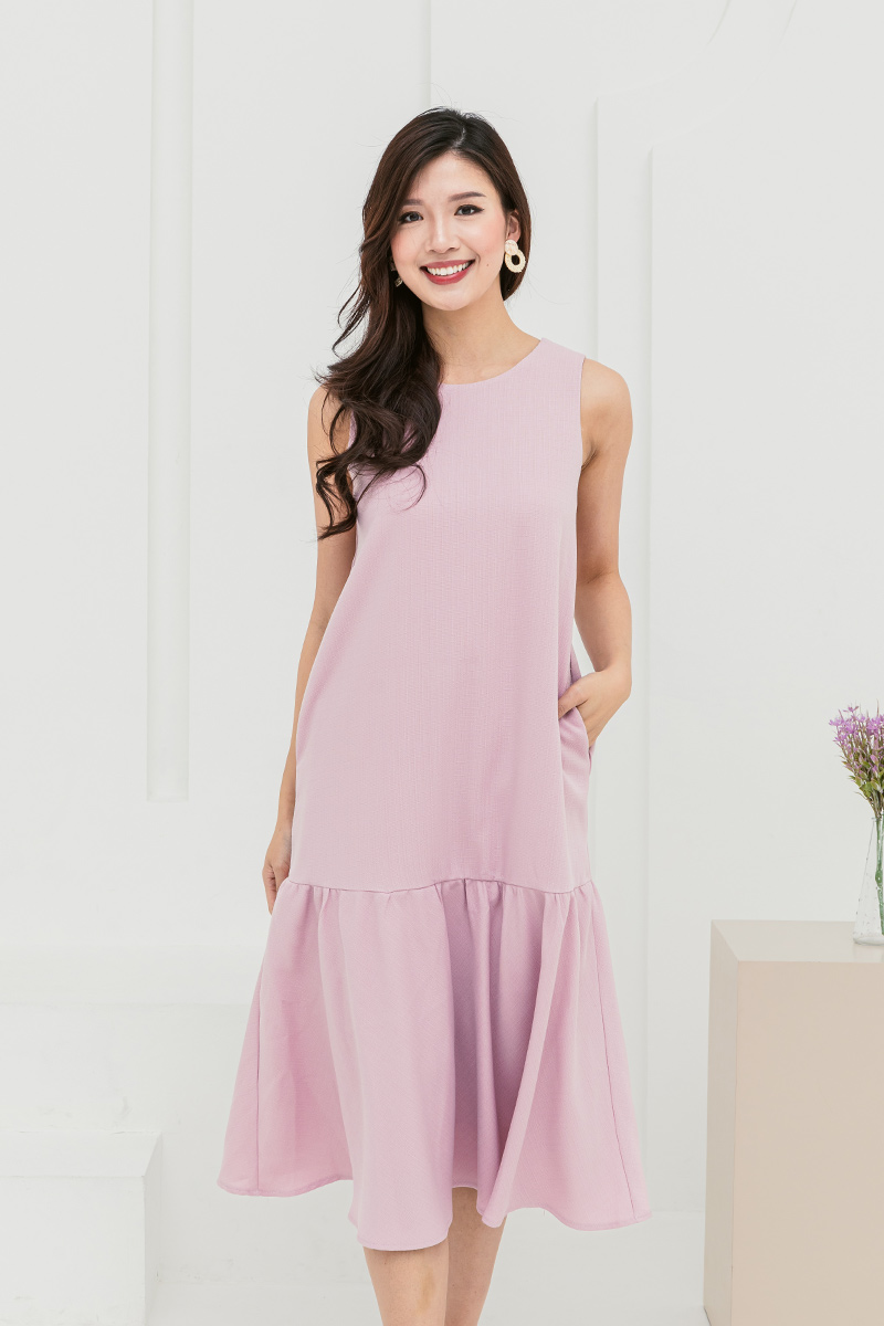 Emelia Two Way Drop Hem Dress in Pink | FlymetoParis
